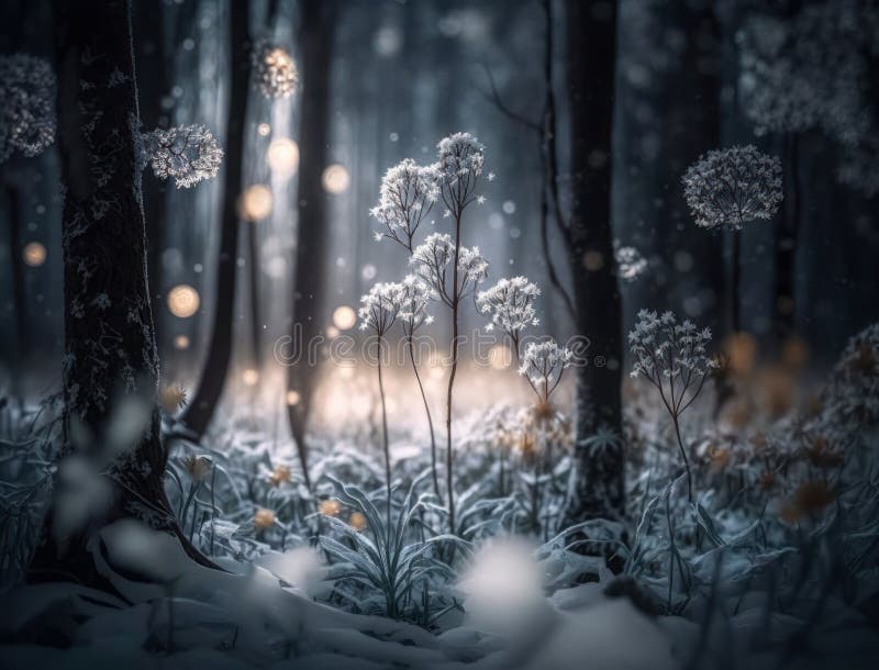 Winter Fantasy Forest Landscape Created with Generative AI Technology ...