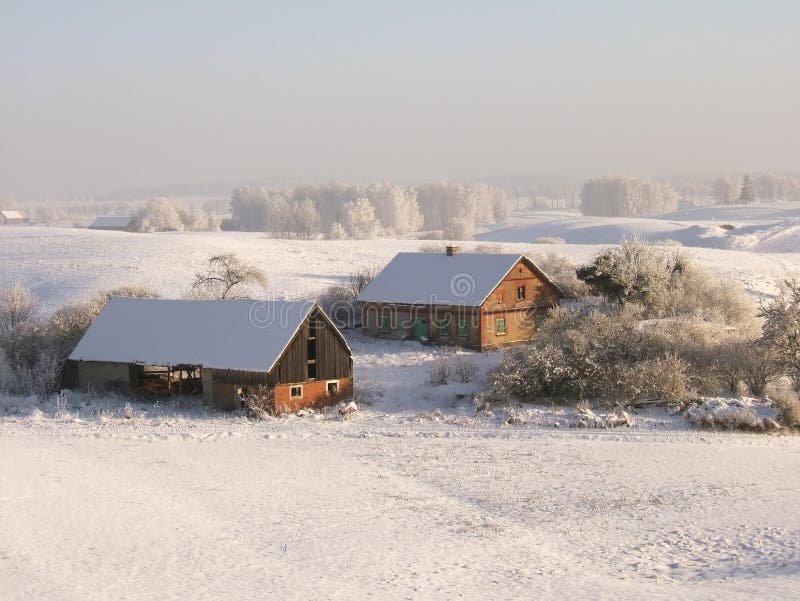 Winter farm stock photo. Image of hoar, travel, white, houses - 478968