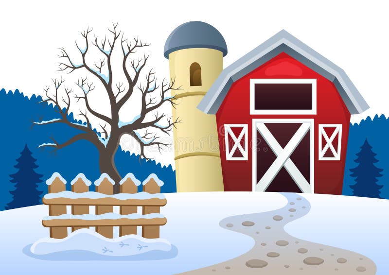 Winter farmland theme 2 stock vector. Illustration of snow - 104537285