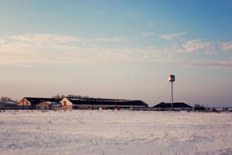 Winter field stock image. Image of building, farming - 52163741