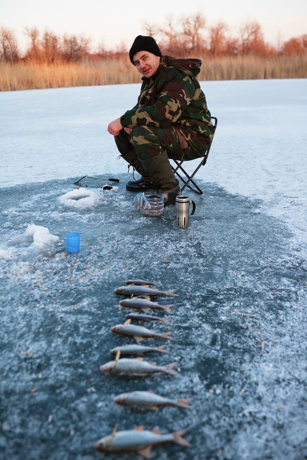 Winter Fishing - Caught Fish on Ice Stock Photo - Image of freshwater ...