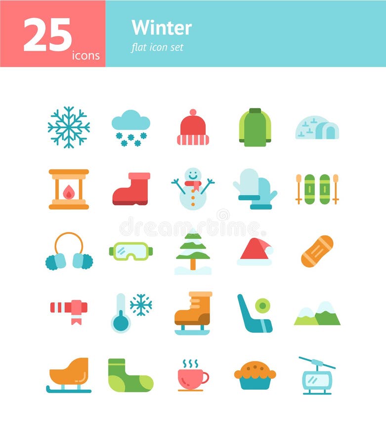 Winter flat icon set. stock vector. Illustration of boot - 226914035