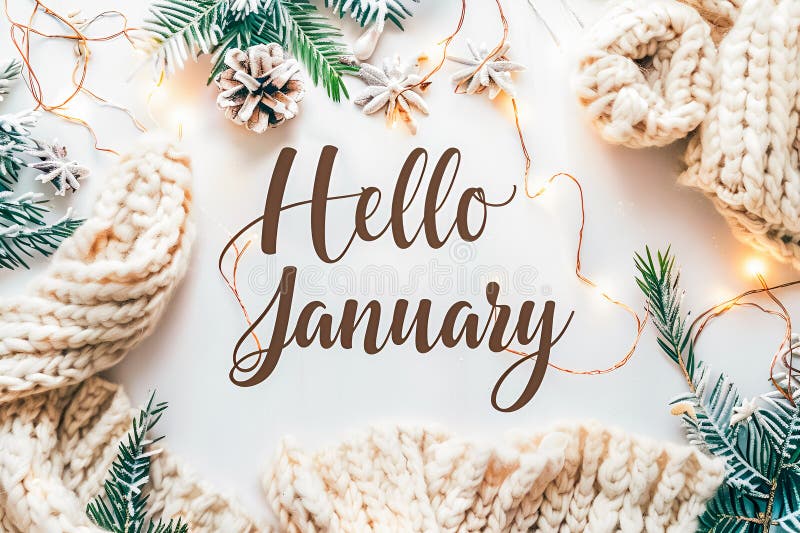 Winter Flat Lay with Text Hello January Stock Image - Image of ... Winter Flat Lay with Text Hello January Stock Image - Image of ...