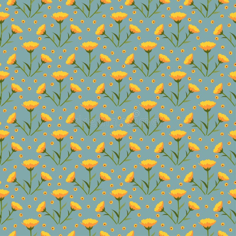 Calendulas Flower Vector Pattern Seamless Half Drop Repeat Type ...