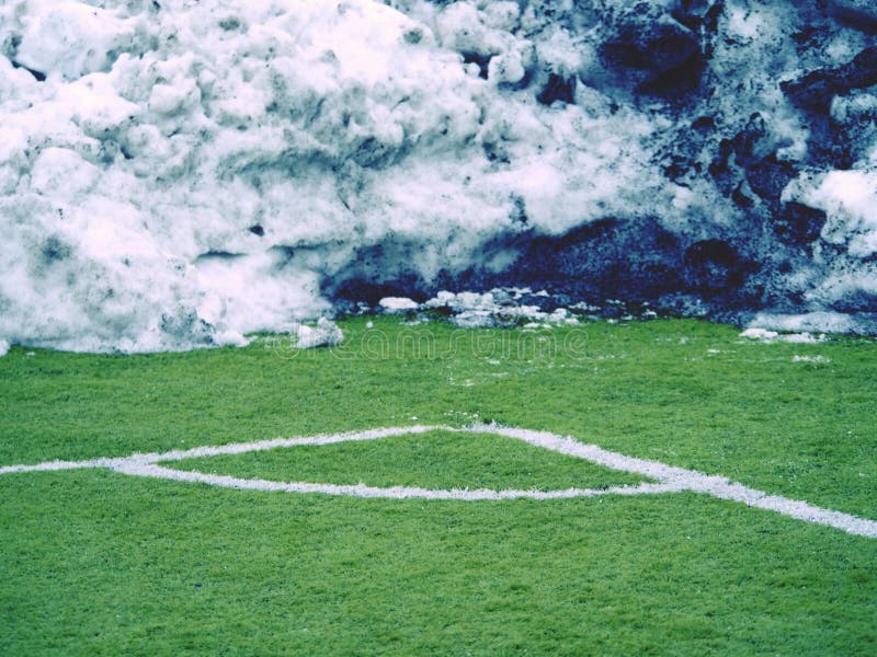 Winter Football Playground with Snow Stock Image - Image of january ...