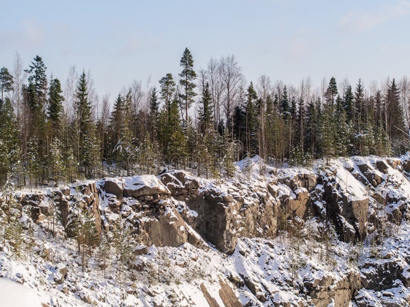 Winter Forest Above the Cliffs Stock Photo - Image of outdoor ...