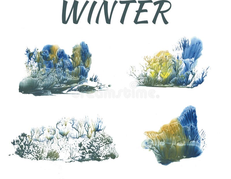 Winter Forest, Abstract Drawing on White Background Stock Illustration ...