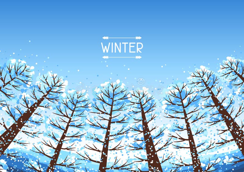 Winter Forest Background with Stylized Trees. Stock Vector ...
