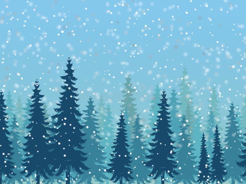 Winter Forest Illustration with Snow Stock Illustration - Illustration ...