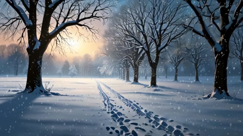 Winter Forest Landscape Animation with Falling White Snow. Christmas ...