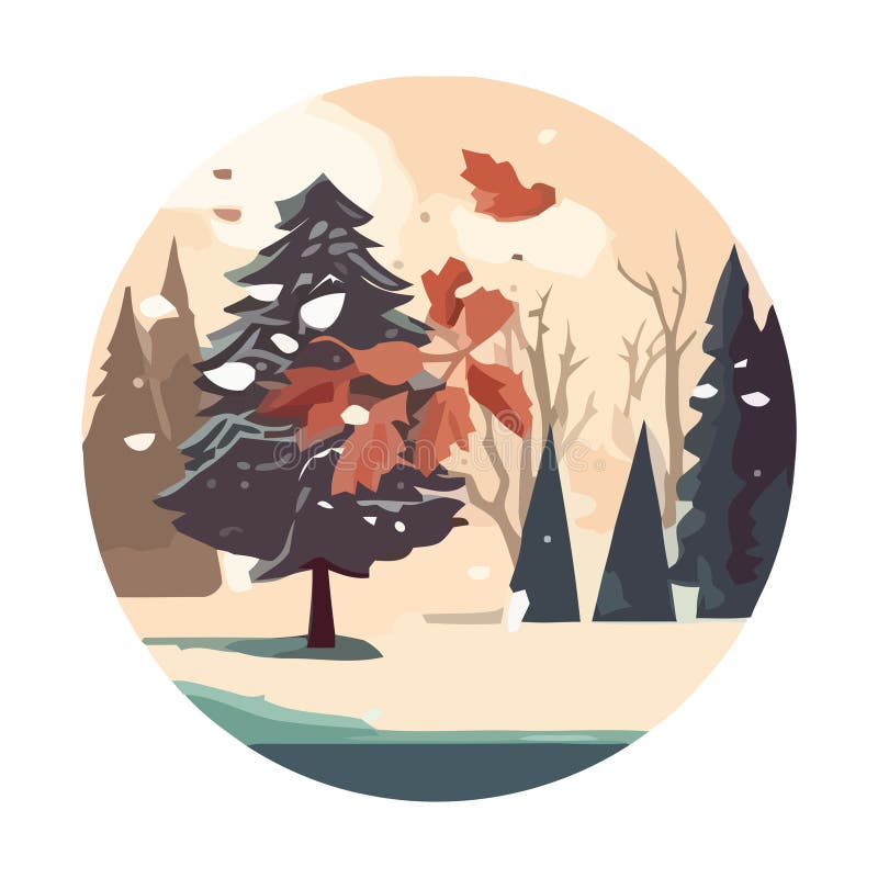 Winter Forest Landscape with Snow and Pine Trees Stock Vector ...