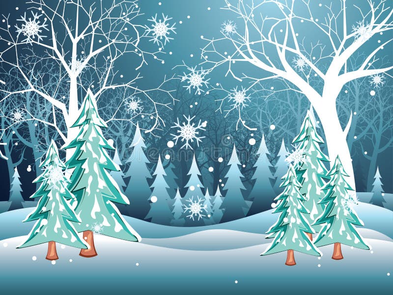 Winter Forest Landscape stock illustration. Illustration of outdoor ...