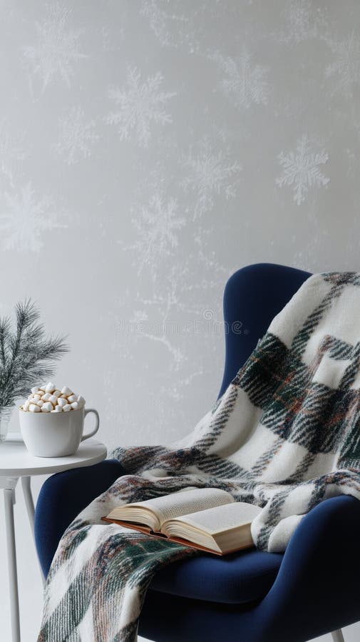 Winter Reading Corner. stock photo. Image of white, minimalist - 342090388