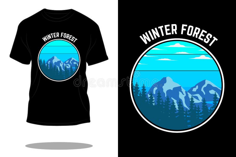 Winter Forest Retro T Shirt Design Stock Vector - Illustration of ...