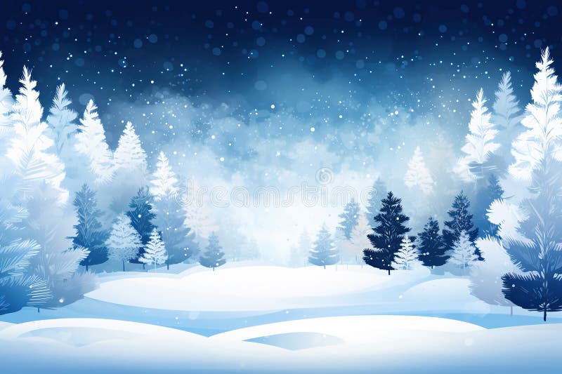 Winter Forest with Snow-covered Trees and Dark Sky during Snowfall ...