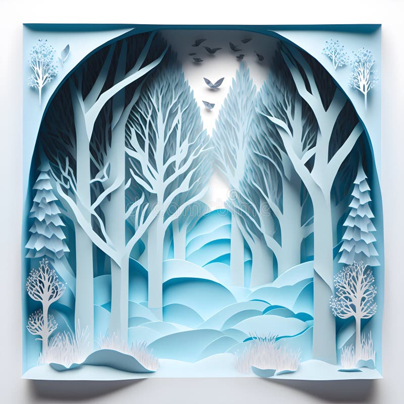 Winter Frame Forest Papercut Stock Illustration - Illustration of ...