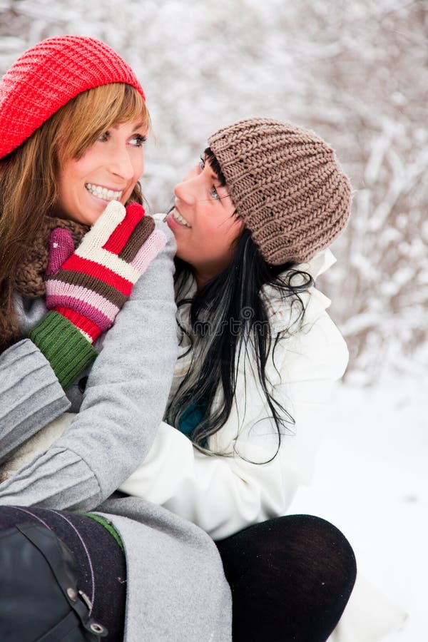 Winter friends stock image. Image of friendship, girl - 12386967