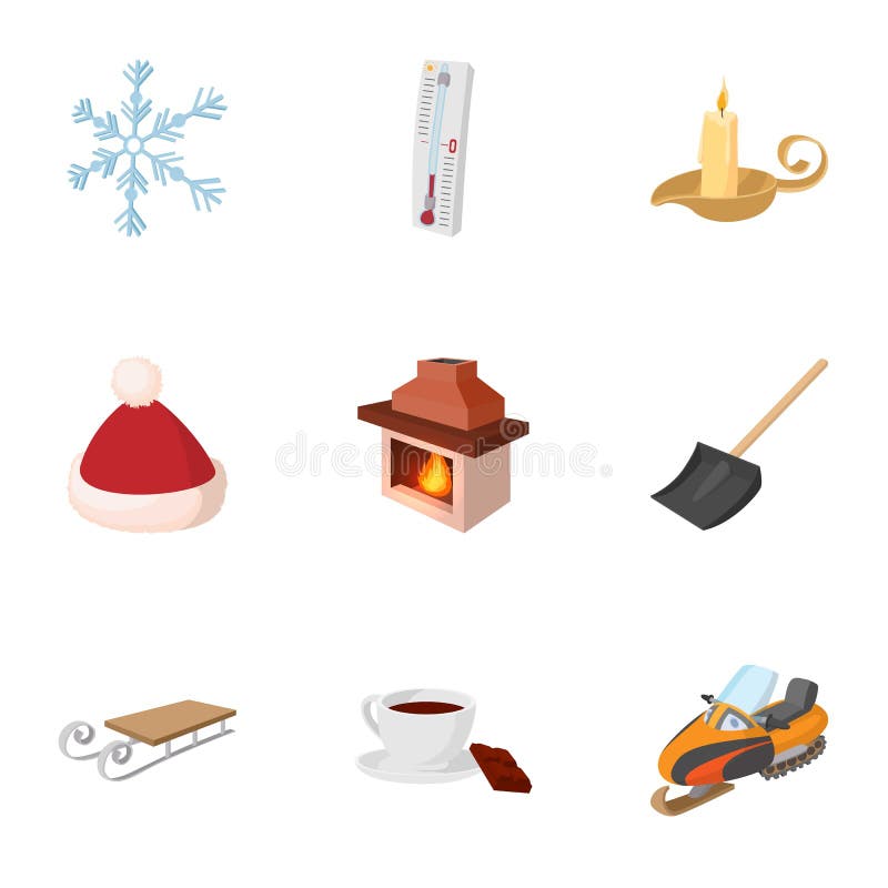 Winter Frost Icons Set, Cartoon Style Stock Vector - Illustration of ...