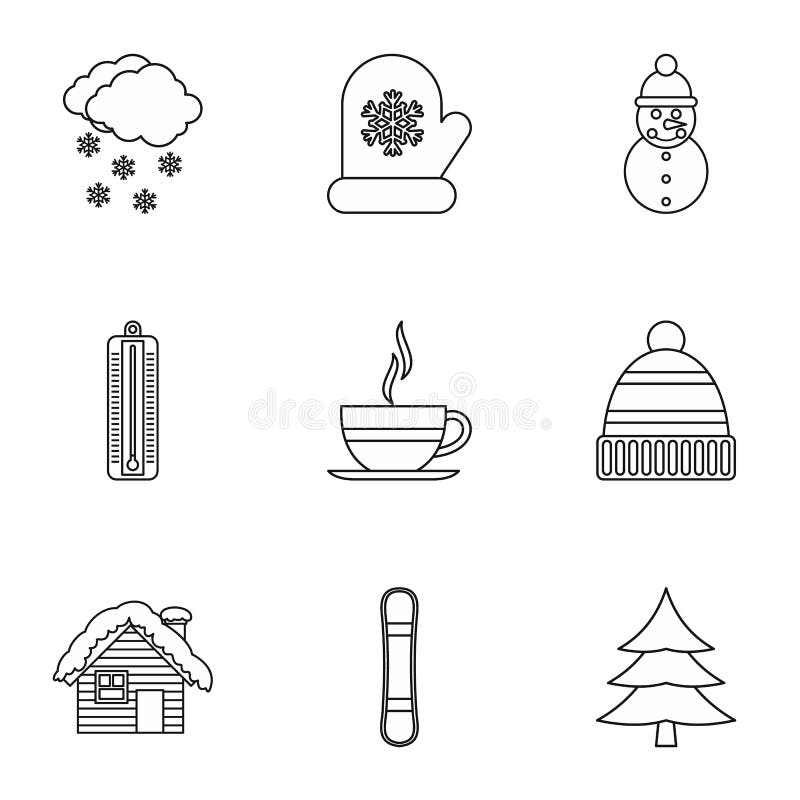 Winter Frost Icons Set, Outline Style Stock Vector - Illustration of ...