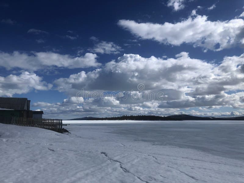 Winter Frozen Lake in the Russian Outback Stock Image - Image of frozen ...