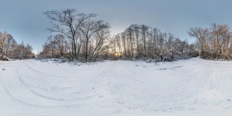 Winter Full Spherical Hdri Panorama 360 Degrees Angle View on Path in ...