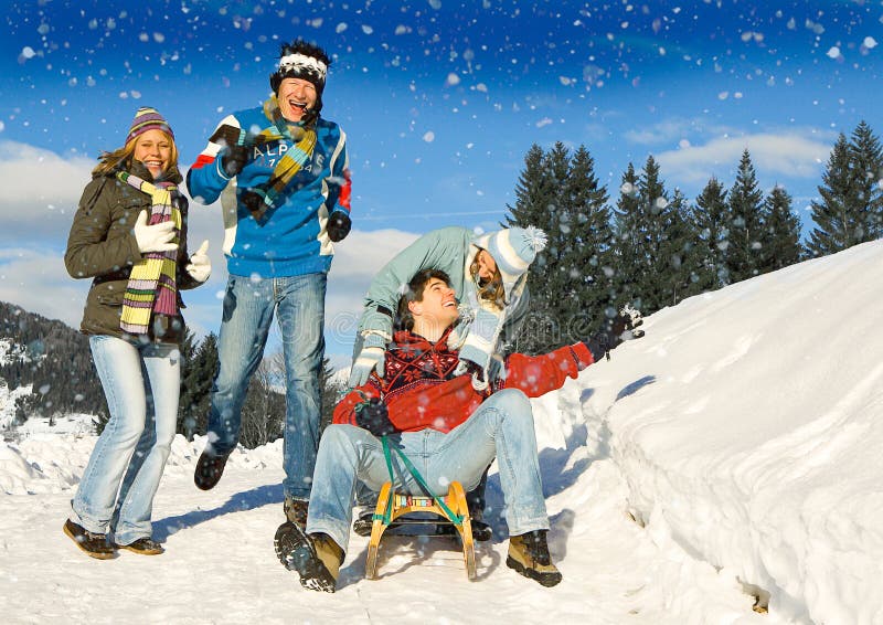 Winter fun 11 stock image. Image of happy, jumping, friendship - 10163553