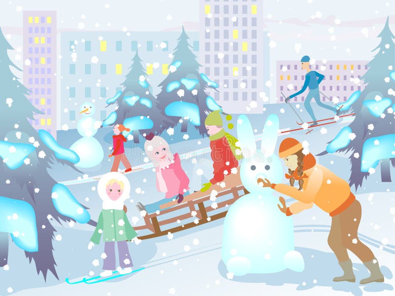 Winter fun stock vector. Illustration of activity, graphic - 16905357