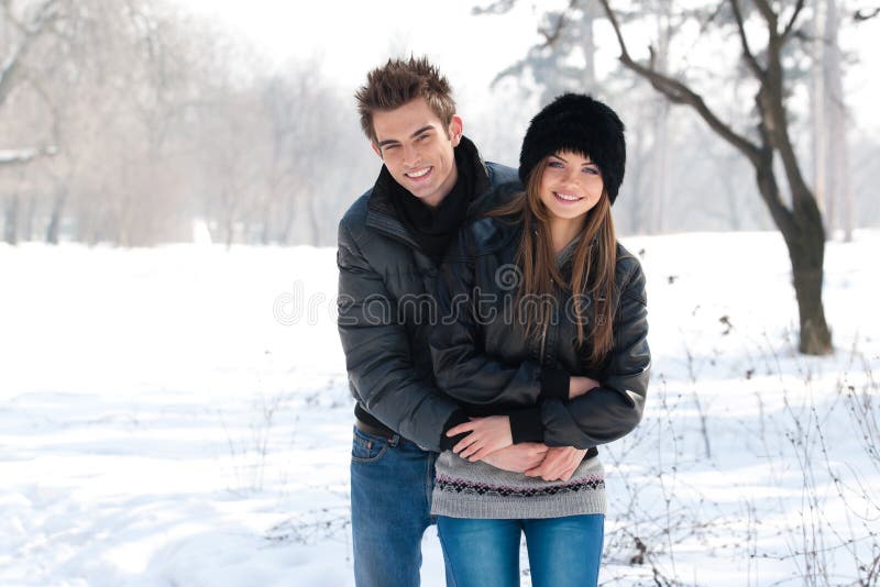 Winter fun stock image. Image of couple, young, women - 21866661