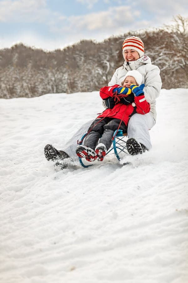 Winter fun stock photo. Image of activity, sleigh, mountain - 28879040