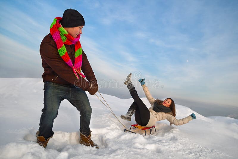 Winter fun stock image. Image of cute, positive, boyfriend - 28970137