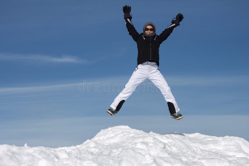 Winter fun stock image. Image of tourism, jump, wellness - 80989969