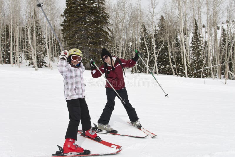 Winter Fun on the Ski Slopes Stock Image - Image of families, blue ...
