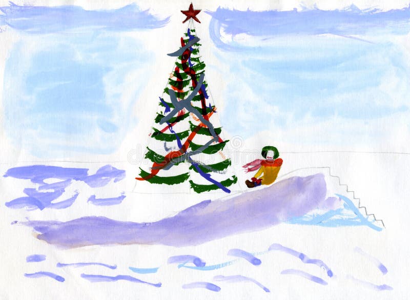 Winter Games - Hand Drawn Kid S Illustration Stock Illustration ...