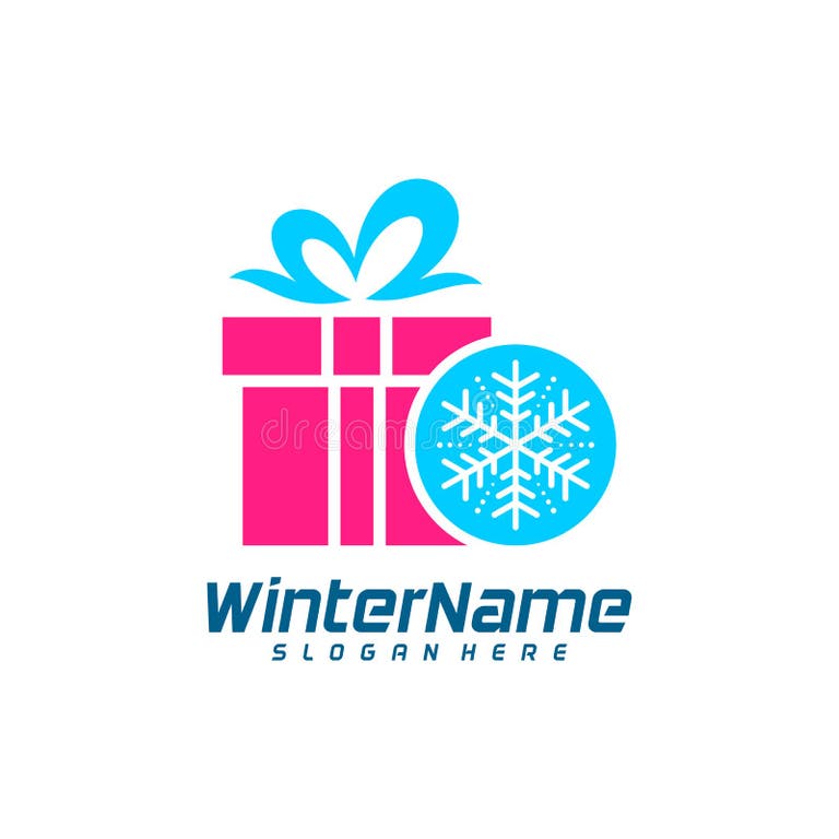 Winter Gift Logo Template, Gift Winter Logo Design Vector Stock ...