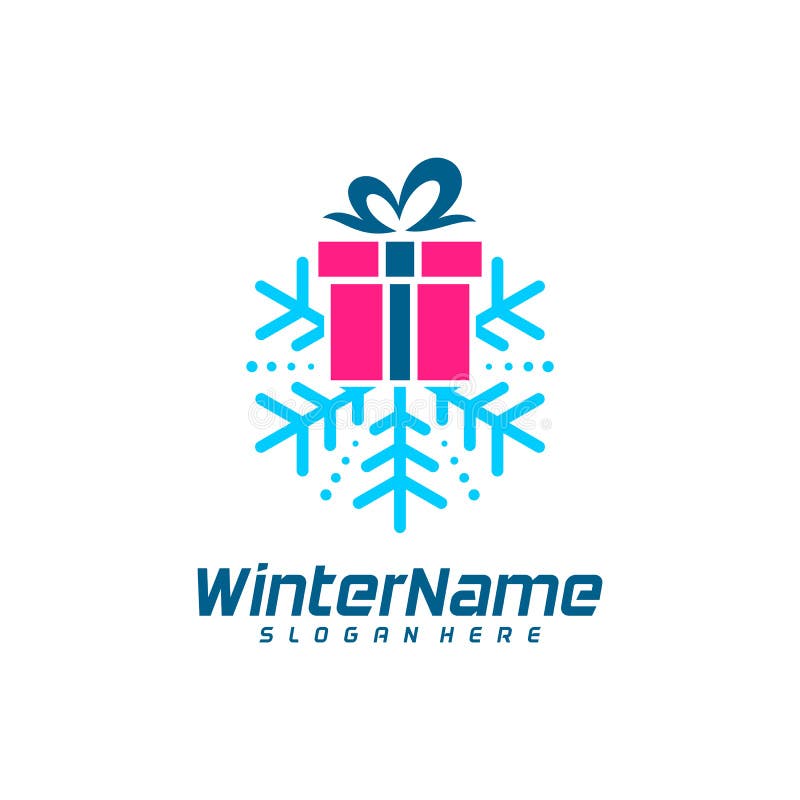 Winter Gift Logo Template, Gift Winter Logo Design Vector Stock ...