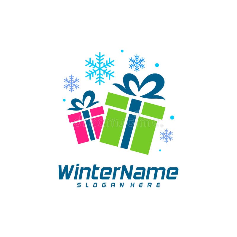 Winter Gift Logo Template, Gift Winter Logo Design Vector Stock ...