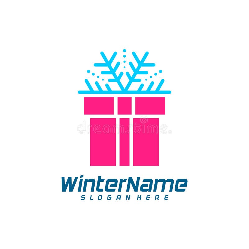 Winter Gift Logo Template, Gift Winter Logo Design Vector Stock ...