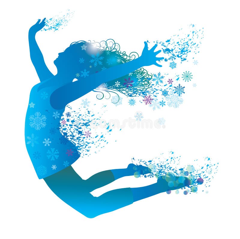 Winter Girl with Snowflakes. Stock Vector - Illustration of dance, jump ...