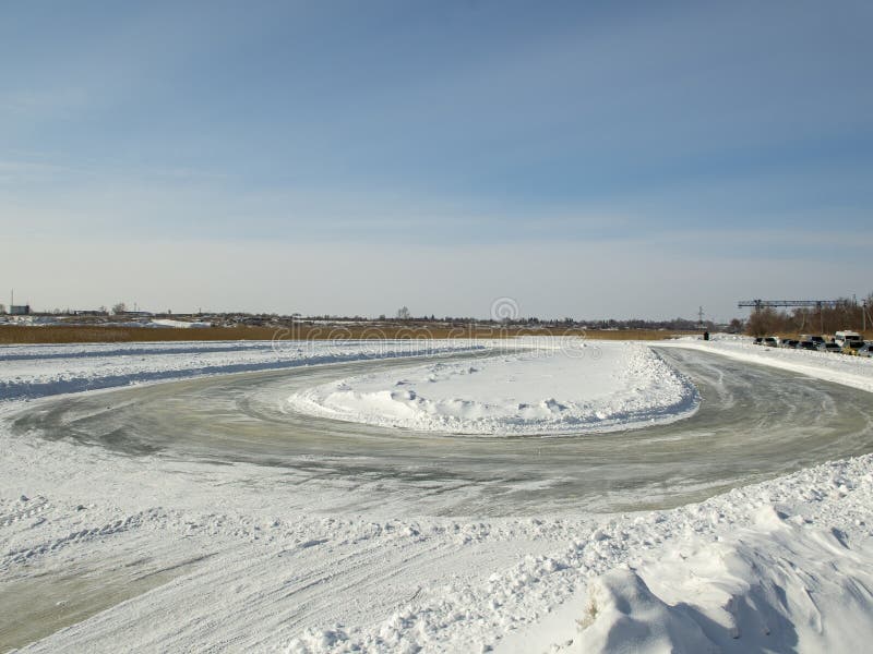 Winter Go-karting. Preparation of the Ice Track for the Competition ...