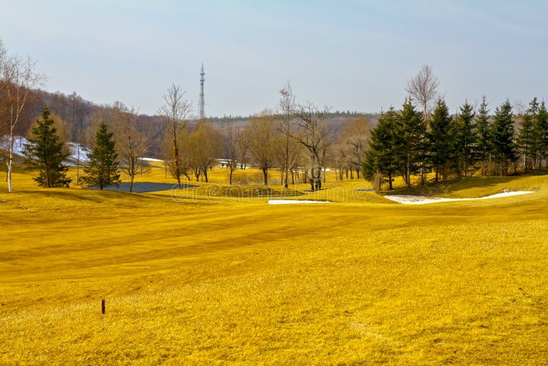 Winter Golf Course Landscape without Snow Stock Photo - Image of 2021 ...
