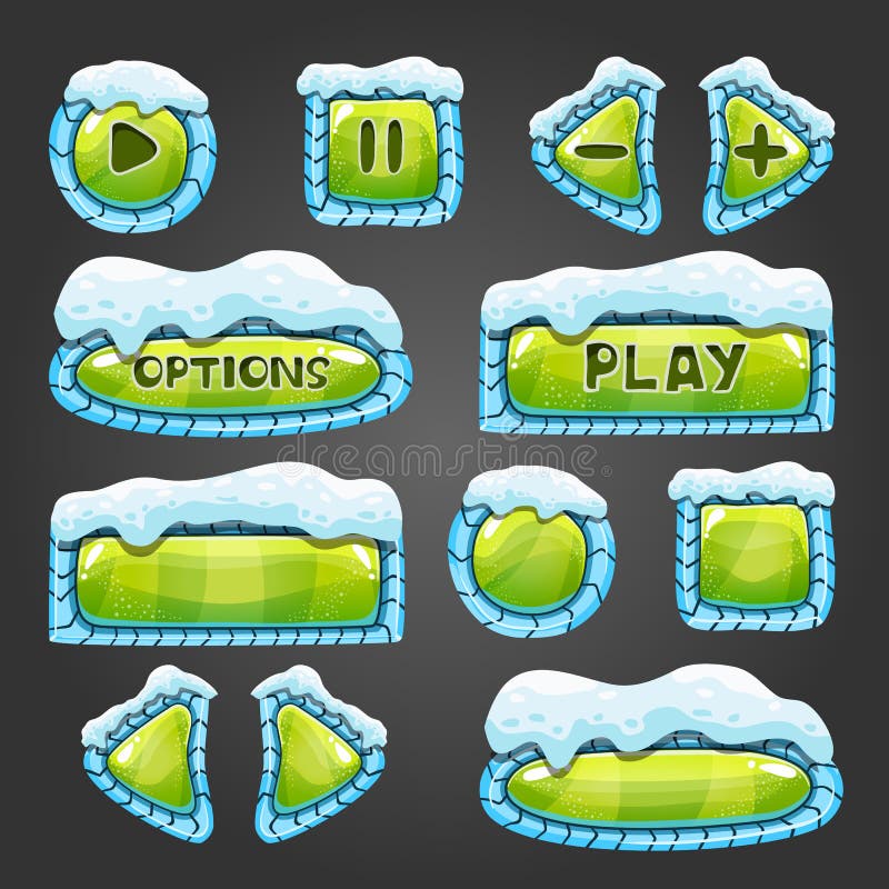 Winter Green Buttons with Snow Stock Vector - Illustration of ...