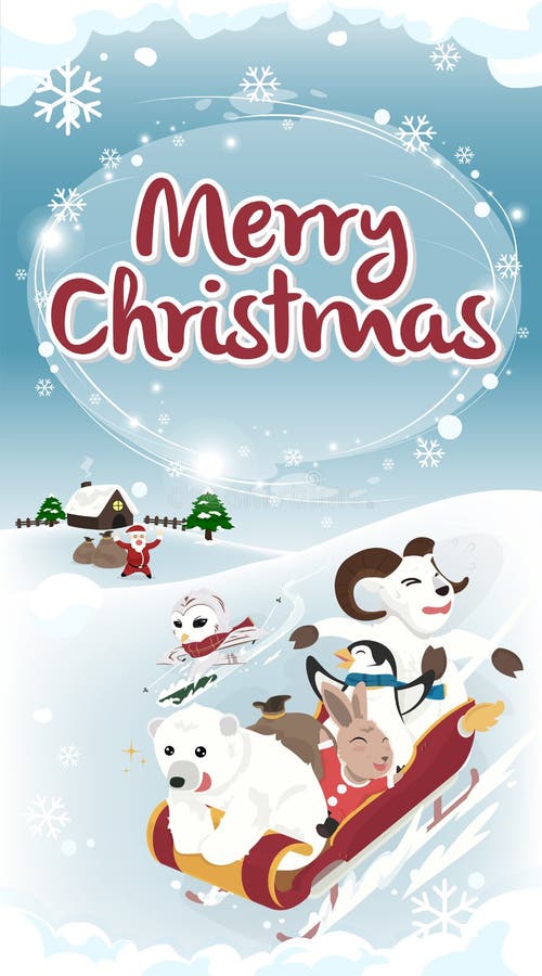 Winter Greeting Long Version Christmas Card Stock Illustration ...