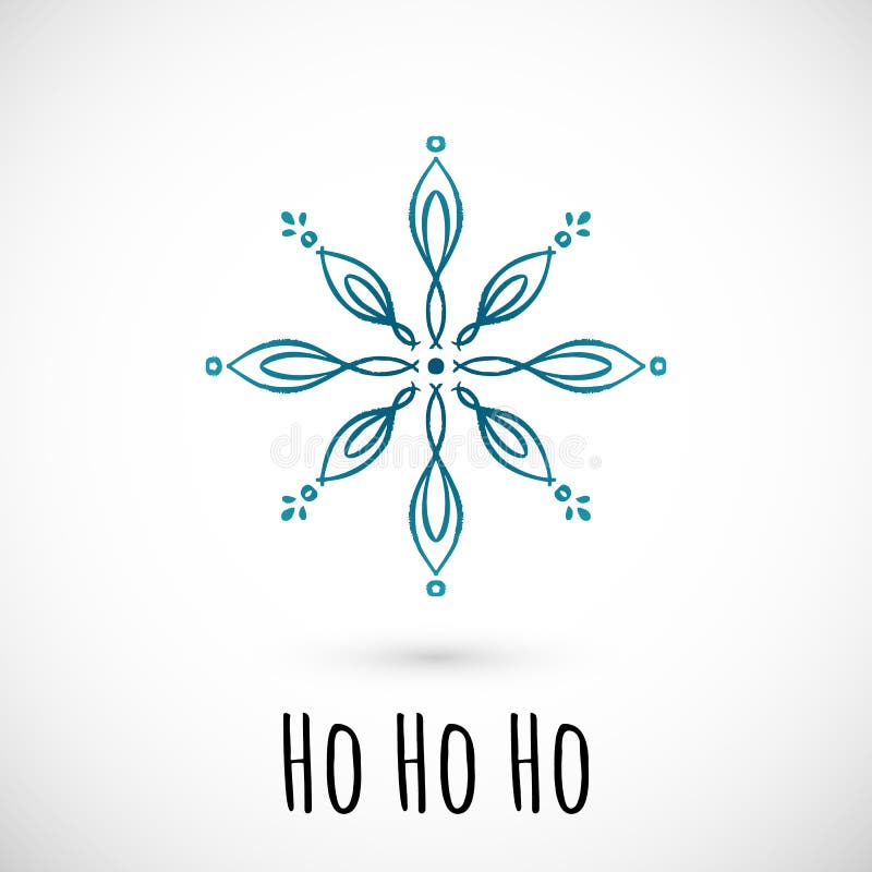 Winter Hand Draw Blue Snowflake Icon, Vector Doodle Design. Stock ...