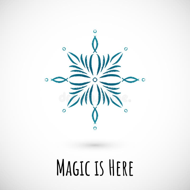 Winter Hand Draw Blue Snowflake Icon, Vector Doodle Design. Stock ...