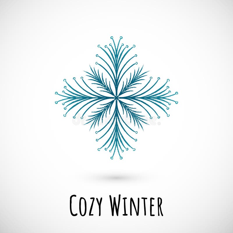 Winter Hand Draw Blue Snowflake Icon, Vector Doodle Design. Stock ...