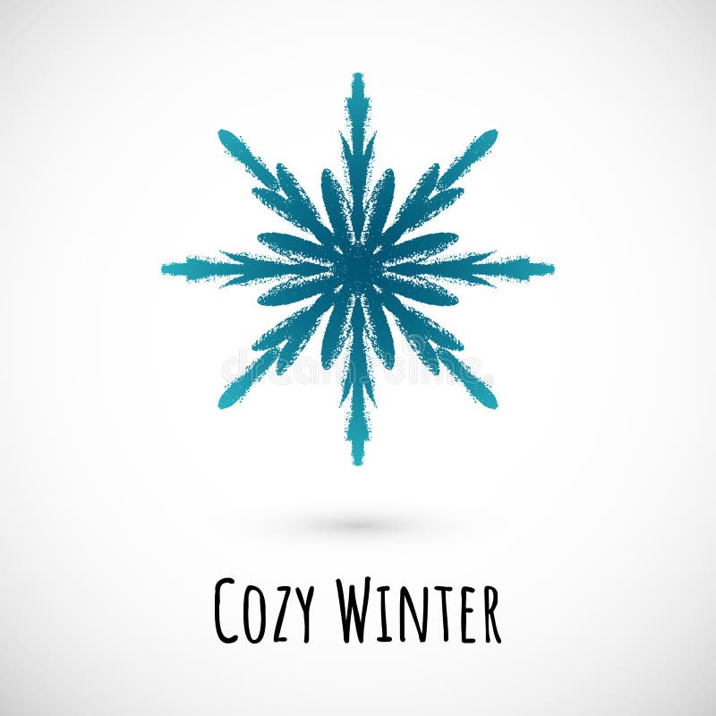 Winter Hand Draw Blue Snowflake Icon, Vector Doodle Design. Stock ...