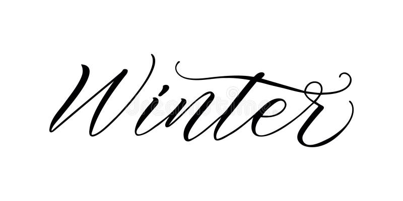 Winter - Handwritten Text in Calligraphic Style on a White Background ...