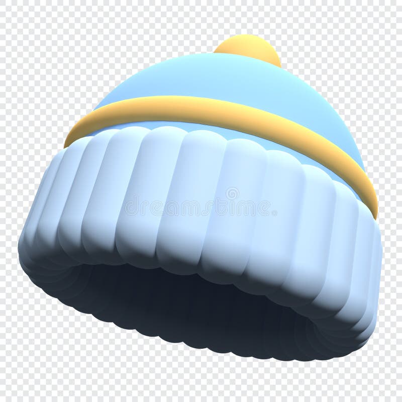 Winter Hat 3d Render Icon Illustration. Sky Blue Beanie Hat Isolated ...