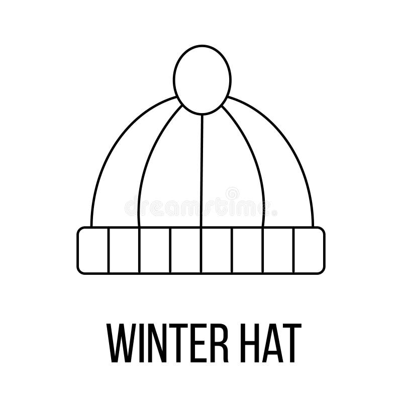 Winter Hat Icon or Logo Line Art Style. Stock Vector - Illustration of ...