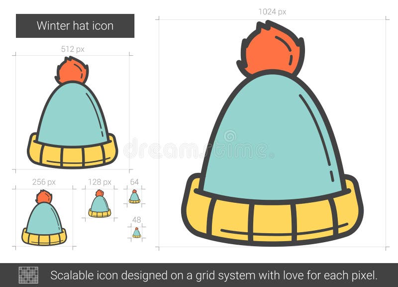 Winter hat line icon. stock vector. Illustration of graphic - 95101088